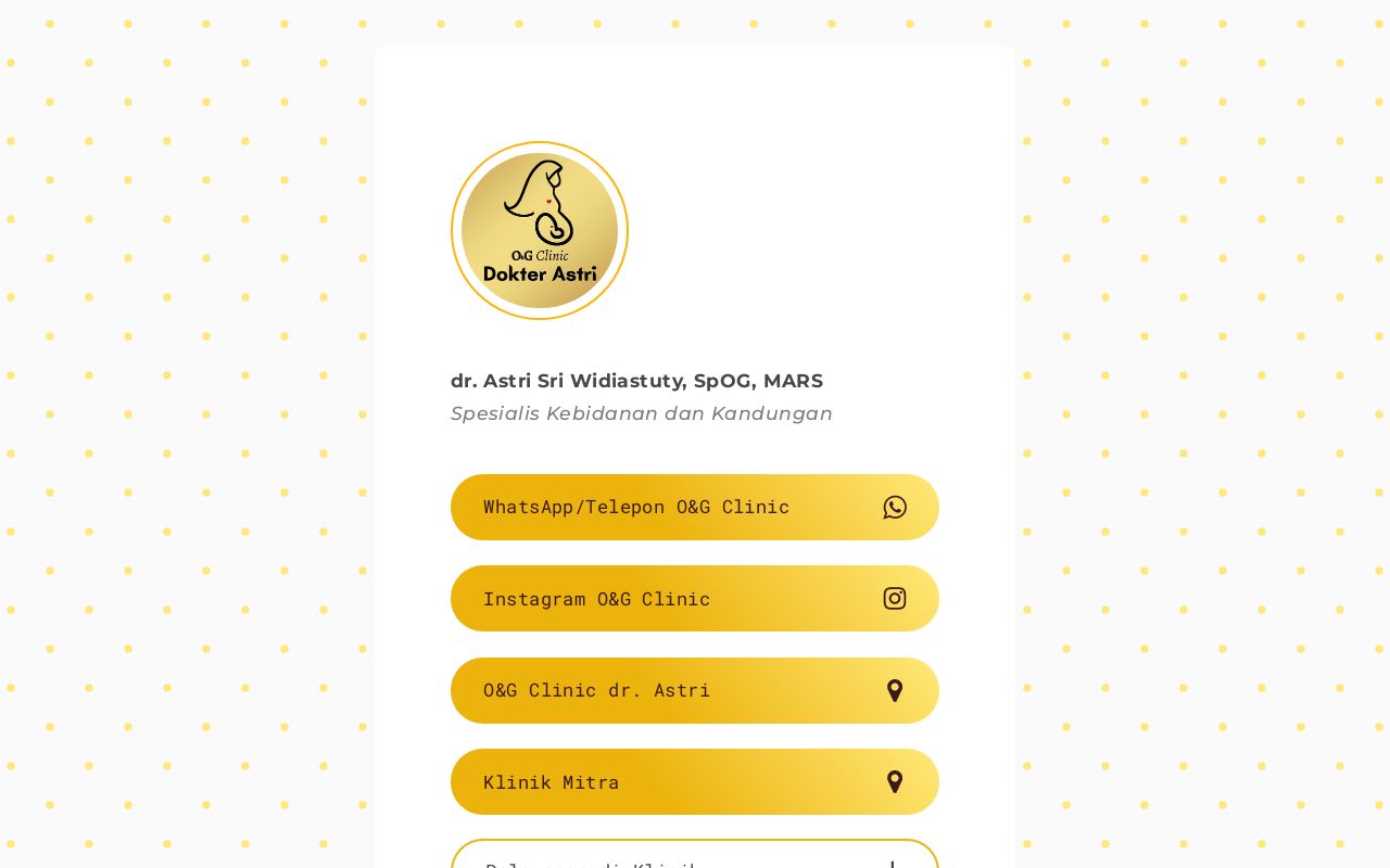 Praktik Dokter Astri, SpOG, MARS